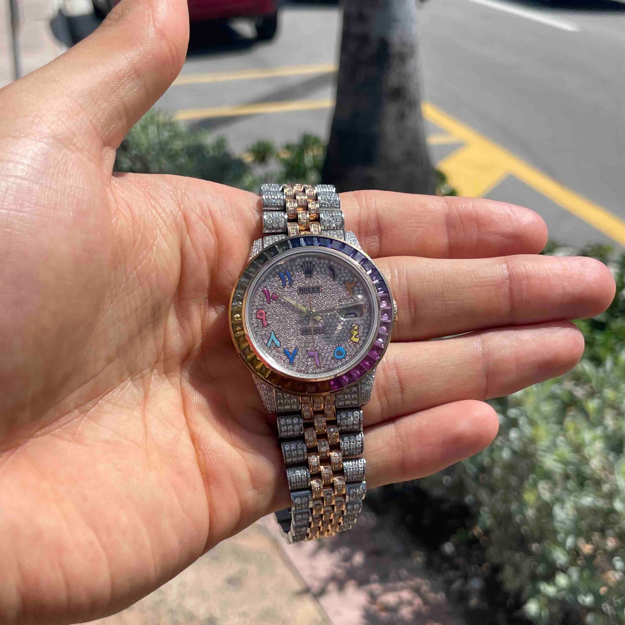 Bust Down Rolex Rainbow Watch