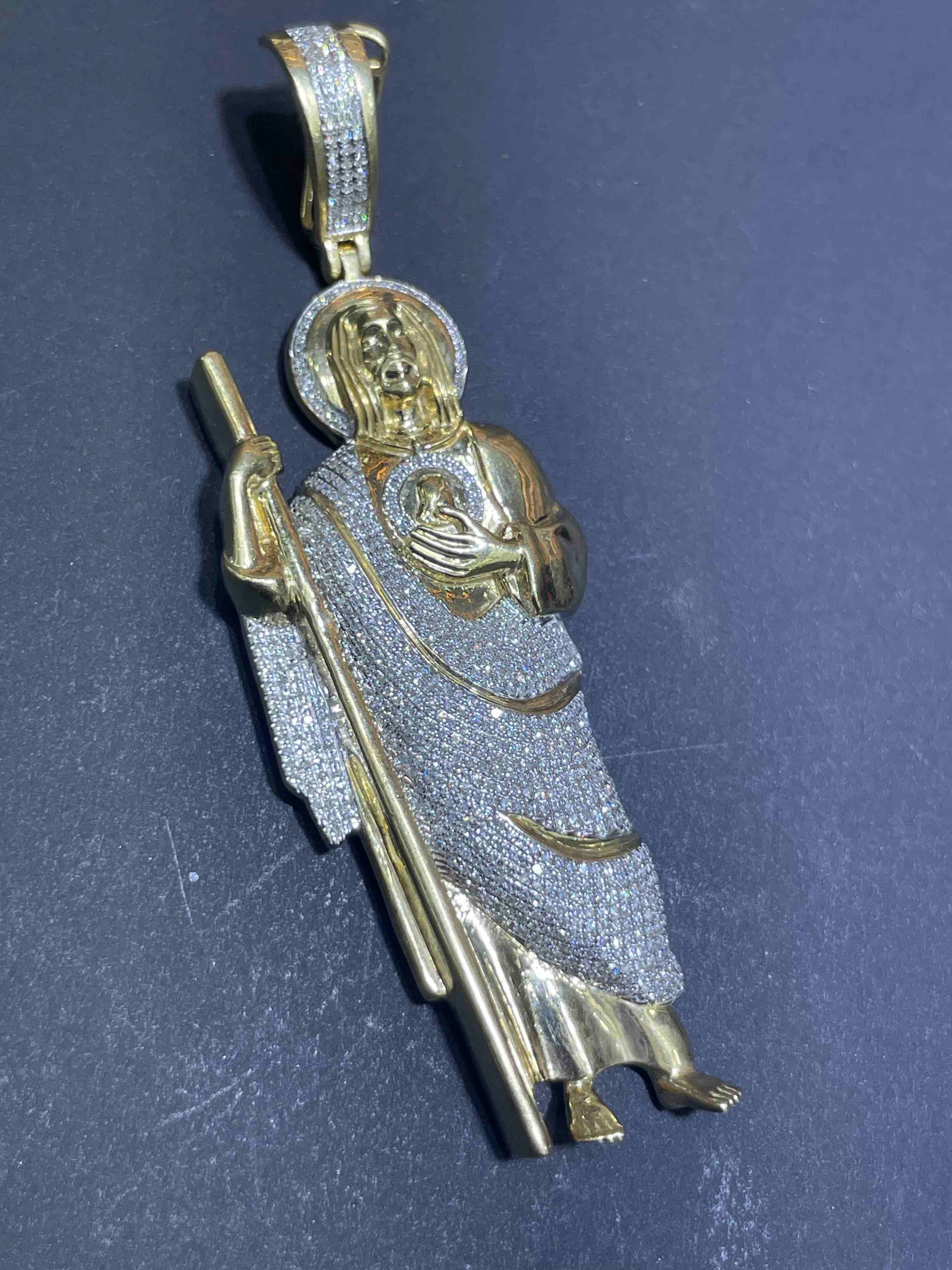 24 Gram Iced Out Gold Jesus Pendant