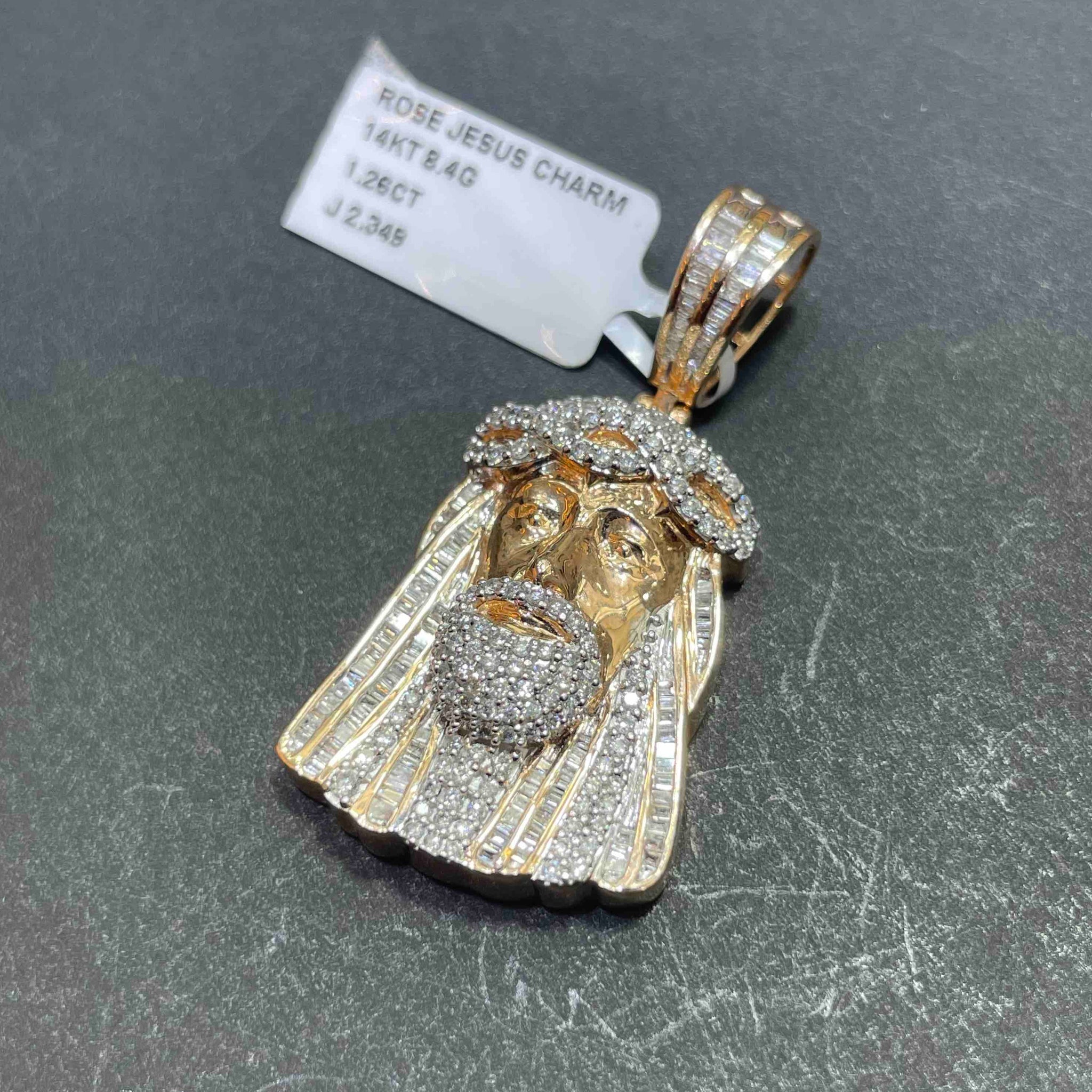 Iced Out Rose Jesus Charm