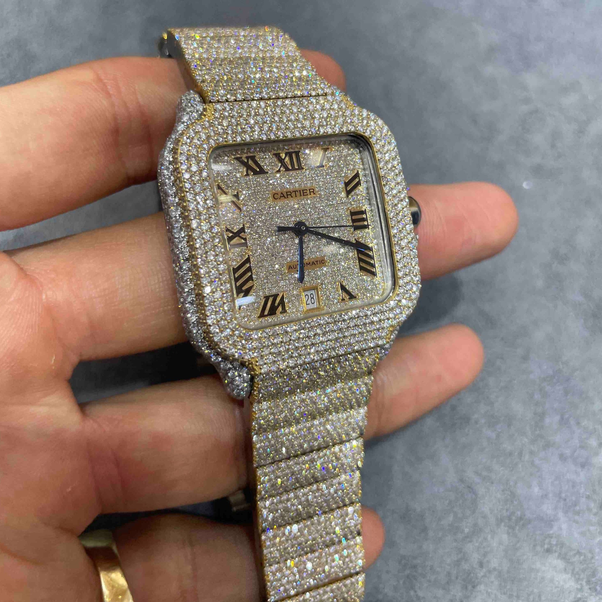 Iced Out Cartier Watch Gold