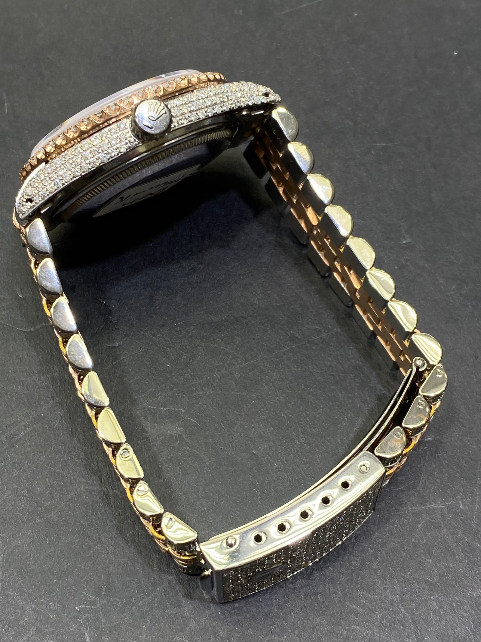Busted Down Rolex Rose Gold 36mm Watch w/ Arabic Dial with Jubilee ...