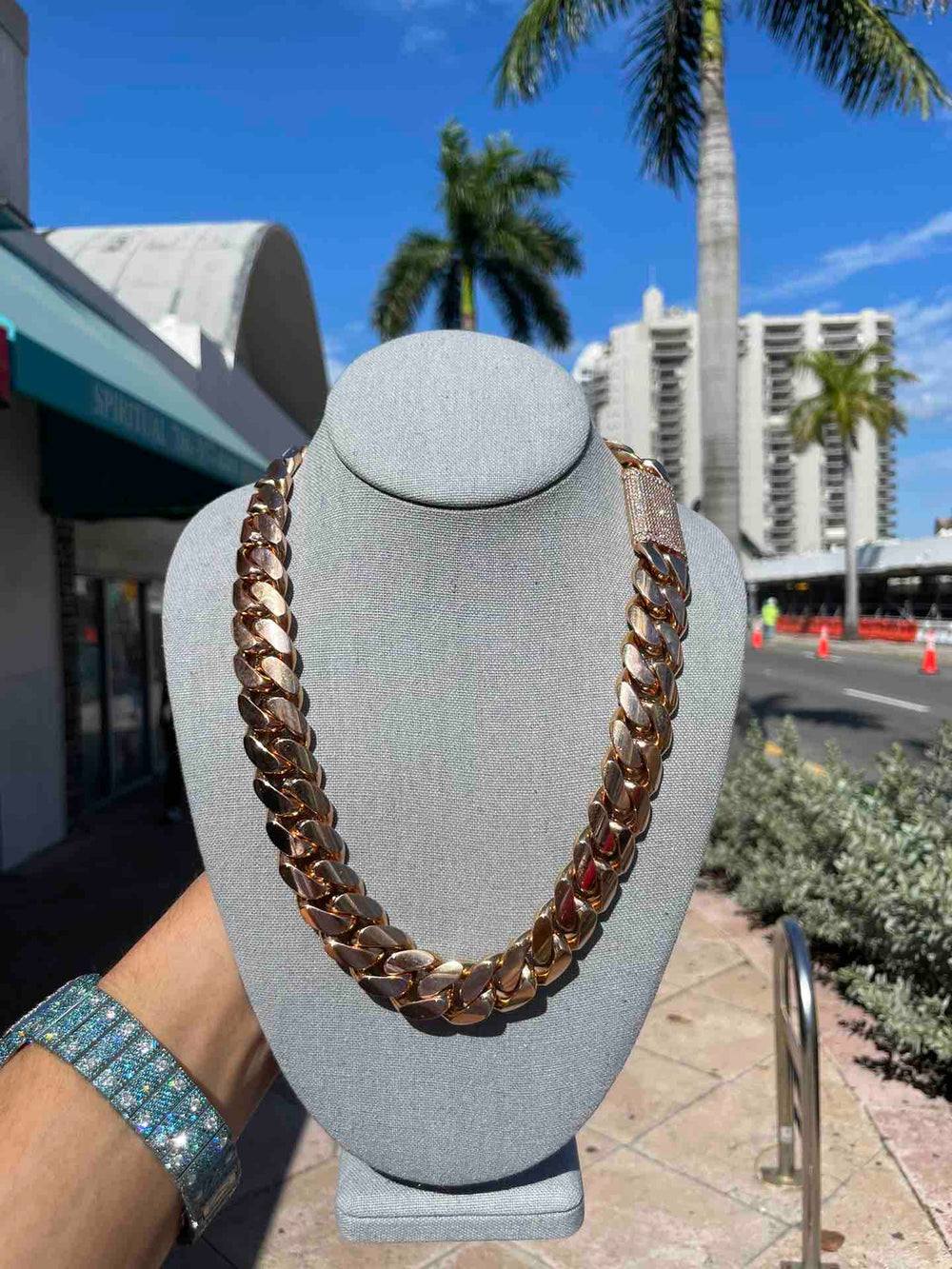 10k 21MM Rose Gold MIAMI CUBAN LINK CHAIN w/ Diamond Clasp | 523 grams