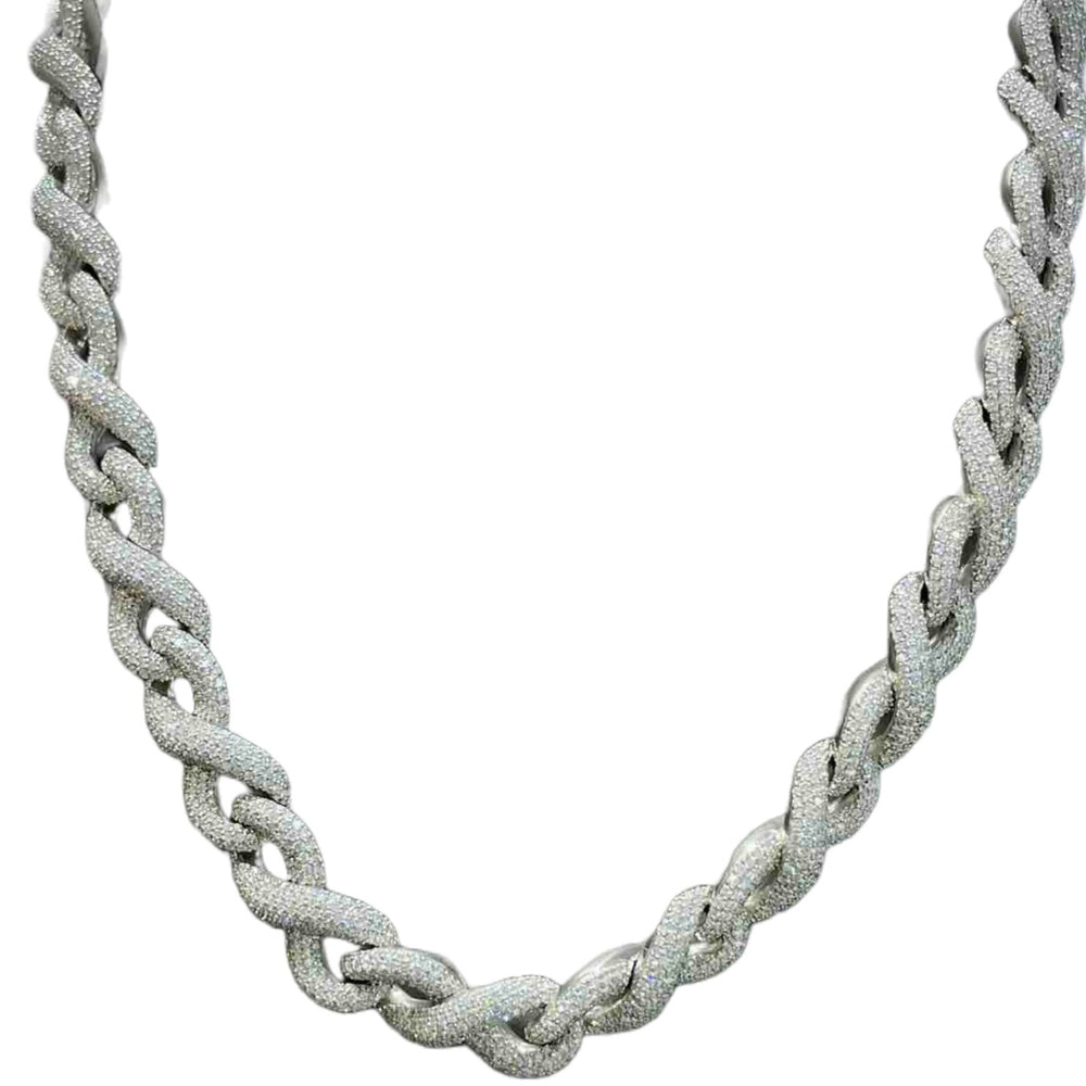 10 Stunning VVS1 "Iced Bust Down" 14K Infinity Link Migos White Chains