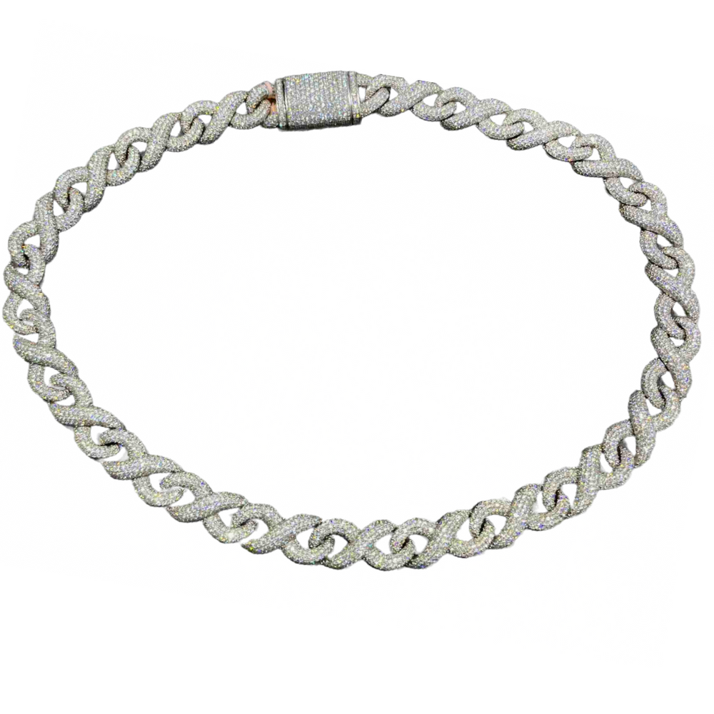 10 Stunning VVS1 "Iced Bust Down" 14K Infinity Link Migos White Chains